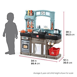 Step2 Best Chefs Kitchen Set for Kids – Includes 25 Toy Kitchen Accessories, Interactive Features for Realistic Pretend Play – Indoor/Outdoor Toddler Playset – Dimensions: 35.8” H x 34.4” W x 11.5” D