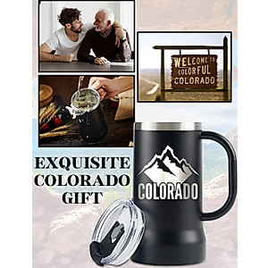 Onebttl Colorado Gifts for Men Women, Colorado Themed Souvenirs Travel Homesick Gift, Stainless Steel Beer Stein Tumbler, 24oz Beer Mug with Lid
