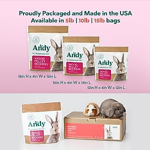 Andy Wood Pellet Bedding, 5 lb Bag, Premium Pine Pellets for Rabbits & Guinea Pig Bedding, Small Pets, Hamster, & Rabbit Litter
