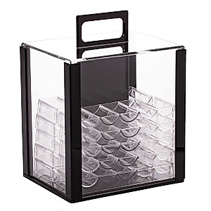 Monaco Club Poker Chip Set - 1000 Heavyweight (13.5-Gram) Clay Composite Chips with Numbers, 10 Acrylic Trays & Carrying Case - Professional Casino Supplies, Kits, Holders, & Storage Container