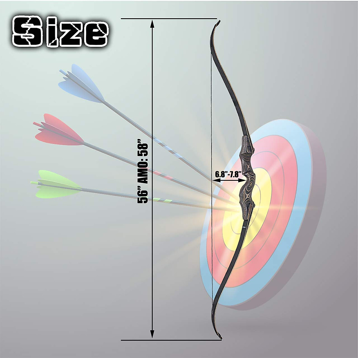 SinoArt 58" Takedown Recurve Bow Bamboo Limbs Archery Right and Left Handed Riser Bow for Hunting Target Shooting 25-65Lbs(40Lbs, Left Hand)