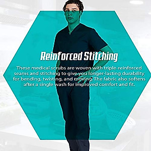 M&M SCRUBS Men Scrub Set Medical Scrub Top and Pants L Black