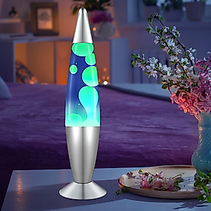 Jambo 16-Inch Beautiful Lamp with Wax That Flows Like Lava (Blue with Yellow/Green Wax, 16 Inch), Relaxing Night Light Nighlight Home Decor Living Room Office Bedroom Lamp for Adults, Teens, and Kids