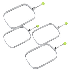 Cabilock 4pcs Egg Rings Pancake Rings Rectangular Stainless Steel Fried Egg Rings Muffin Omelette Rings Griddle Pancake Molds Shapers with Handle for Breakfast Sandwich