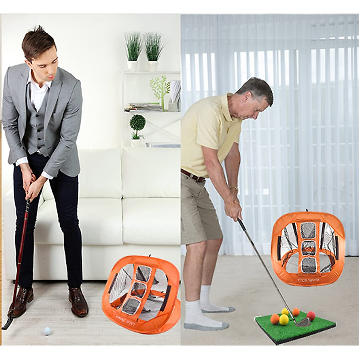 Pop Up Golf Chipping Net, Chipping Net Golf Target Removable, 1 Golf Net with 2 Hitting Mats and 16 Training Balls, Indoor/Outdoor Golf Training Equipment, Golf Gifts for Men And Womens