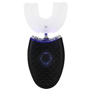 TMISHION Electric Toothbrush U-Shaped Adult Electric Toothbrush Automatic Cleaning Toothbrush Oral Care Tool Soft Silicone Brush Head Three-Color Optional High-Efficiency Cleaning(Black)