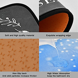 Grateful Thankful Blessed Kitchen Rugs Set 2 Piece Non-Slip Backing Washable Anti-Slip Backing Mat for Doorway Bathroom Runner Rug Carpet Set (19.7*47.2in+19.7*27.6in )