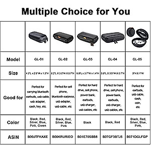 GLCON Rectangle Shaped Small Hard EVA Case - Portable Protection Earbud Case Zipper Pouch for Headset, Earphone, Flash Drive, Charging Cable, Key - Mesh Inner Pocket Durable Universal Carrying Bag