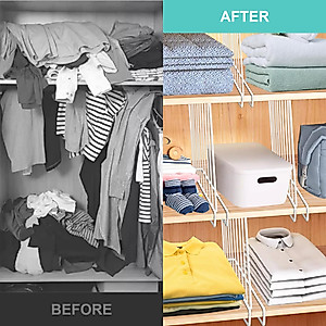 LQQBOX Shelf Dividers for Closet Organization, 8 Pack Metal Closet Shelf Dividers, Closet Shelf Organizer for Wood Closet Separator