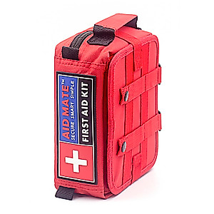 AID MATE Pro First Aid Kit with Molle System Portable Emergency Survival Kits Trauma Medical Kit for Home, Office, Car, Outdoor, Hiking, Travel, Camping…