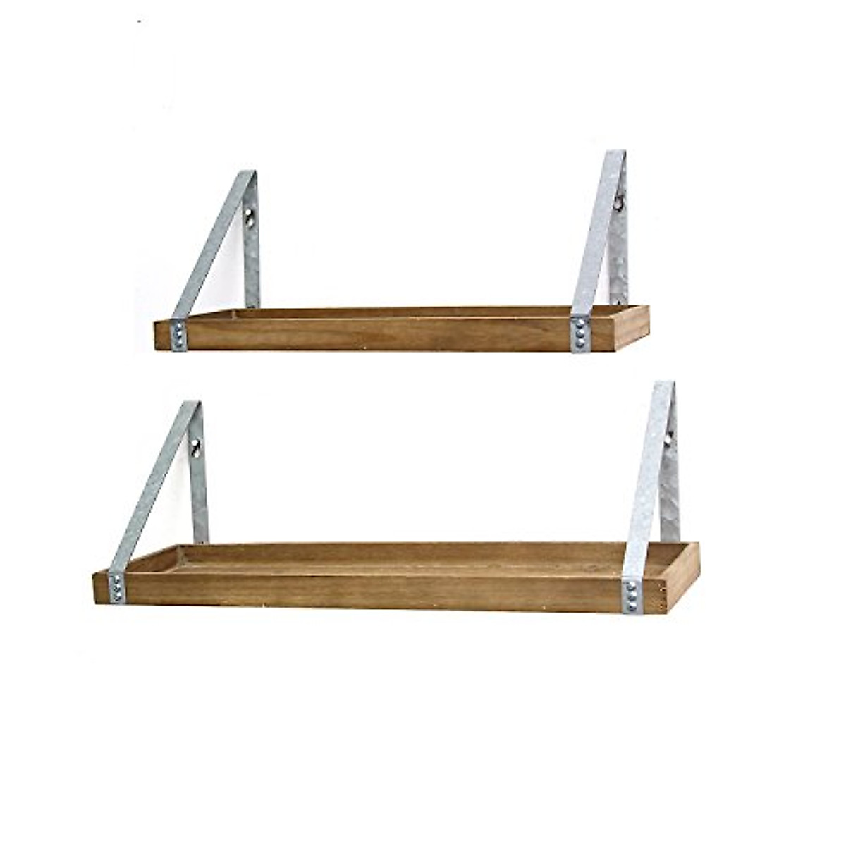 Stratton Home Decor Wood & Metal (Set of 2) Shelves, 20.08 W X 7.28 D X 7.87 H, Wood, Galvanized