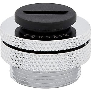 Corsair Hydro X Series, XF Fill Port (G1/4" BSPP Port Threads, Solid Brass Durability, Finish, Threaded Locking Collar, Included G1/4” Stopper Plug) Chrome