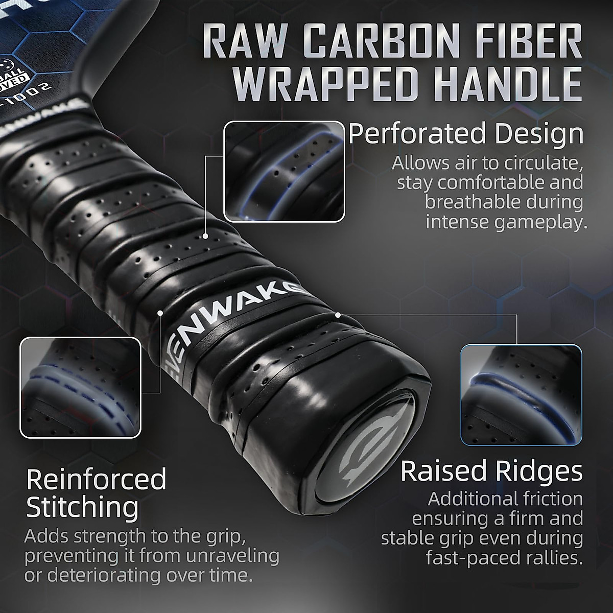 Evenwake Pickleball Paddles Set of 2, T700 Carbon Fiber Face with TPU Edge Guard, USAP Approved Rackets 2 Pack for Beginners&Intermediates, Includes Outdoor&2 Indoor Balls, 1 Customized Bag EW-1002