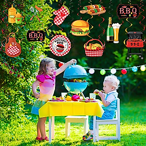 Ireer 52 Pcs Summer Picnic Party Hanging Decor Picnic BBQ Birthday Hanging Swirl Party Decoration Swirls for Picnic Barbecue Picnic Hanging Decor for Birthday Carnival Summer BBQ Picnic Party Supplies