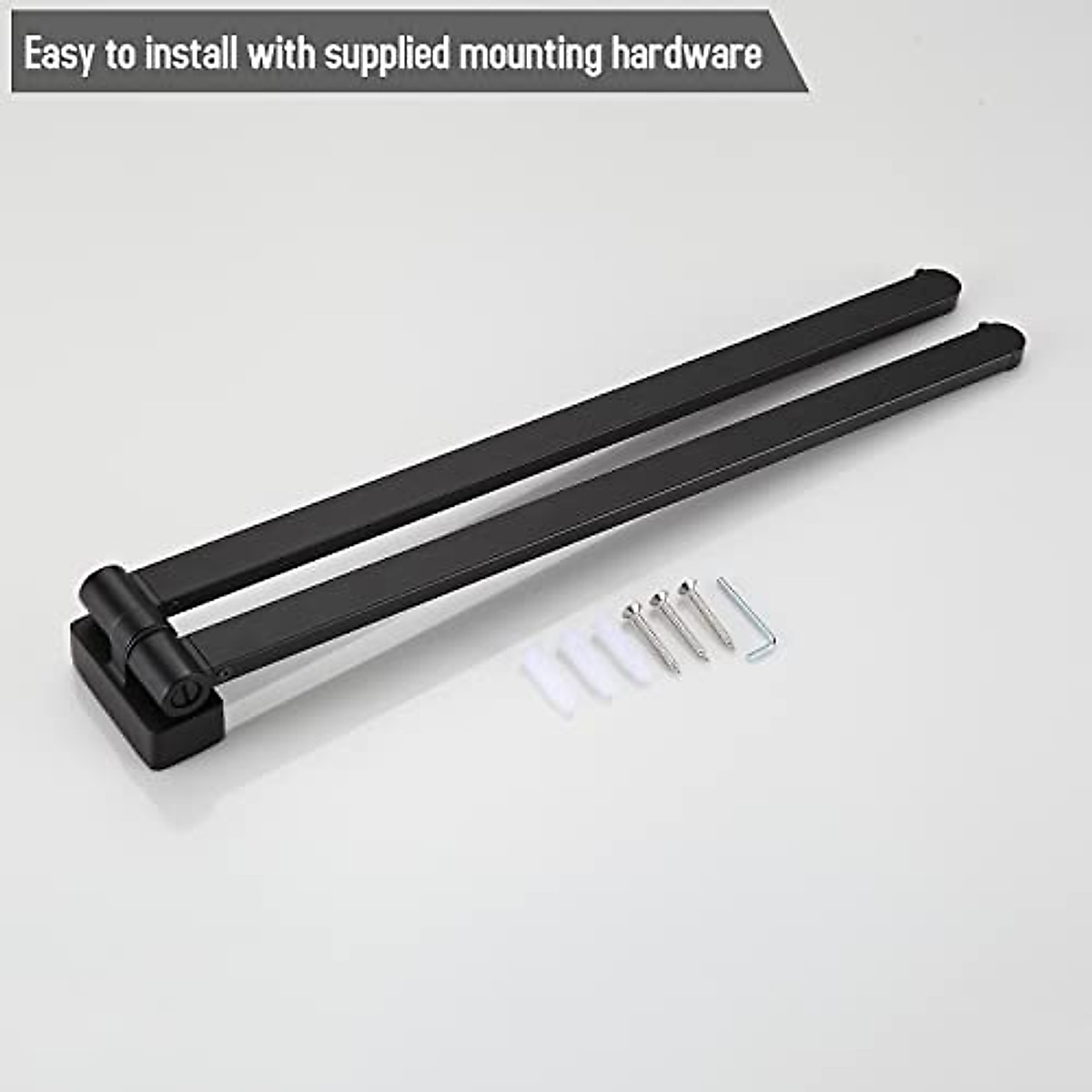 BGL Swivel Towel Rack Black Swivel Towel bar Movable Double Towel Rails Matt Rubber Black Bathroom Accessories