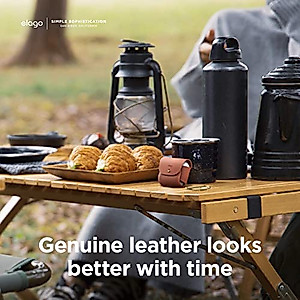 elago Leather Case Compatible with AirPods 3 Case - Compatible with AirPods 3rd Generation Case, Natural Cowhide Leather Case Cover with Brass Ring Holder, Supports Wireless Charging [Brown]