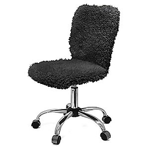 Urban Lifestyle Faux Fur Rolling Chair, One Size, Black