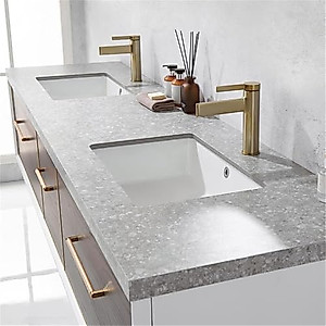 VINNOVA Caparroso 84" Double Sink Bath Vanity in Dark Walnut w/Grey Sintered Stone Top