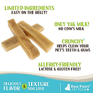 Raw Paws Himalayan Yak Chews for Dogs, Extra Large Chews (4 Count) - Himalayan Cheese for Large Dogs, Yak Bones for Dogs - Yak Milk Bones for Dogs, Dog Cheese Chews Himalayan, Yak Chews for Large Dogs