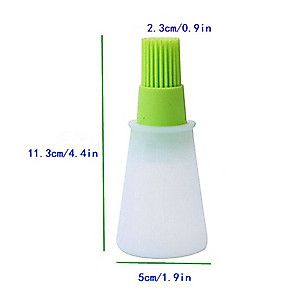 AKOAK BBQ/Pastry Basting Brushes,Silicone Cooking Grill Barbecue Baking Pastry Oil/Honey/Sauce Bottle Brush,Set of 2,Green and Orange