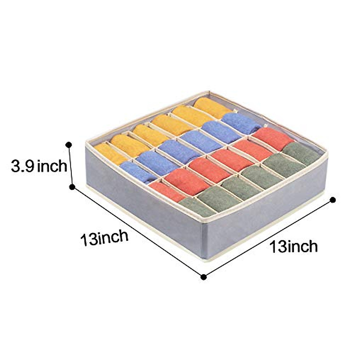 3 Pack Socks Underwear Drawer Organizer Divider, 24 Cells Foldable Fabric Closet Organizer Storage Box for Socks, Underwear, Ties, Belts