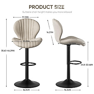Bar Stools Set of 2 Modern Swivel Bar Chairs, Barstools Counter Height with High Backrest, Easy 3-5 Minute Assembly for Bar, Kitchen, Dining Room Beige