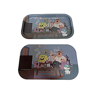 Metal Organizer Rolling Tray Cartoon Anime Design 10x6 Inches Includes Magnetic Cover Lid Multicolor USA10