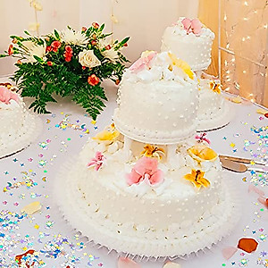 60 g/ 2.1 oz Holographic Star and Moon Table Confetti Iridescent Metallic Glitter Foil Confetti Sequin Star Moon Scatter for Halloween Birthday Wedding Festival Party DIY (6 mm, 4 mm, Silver)