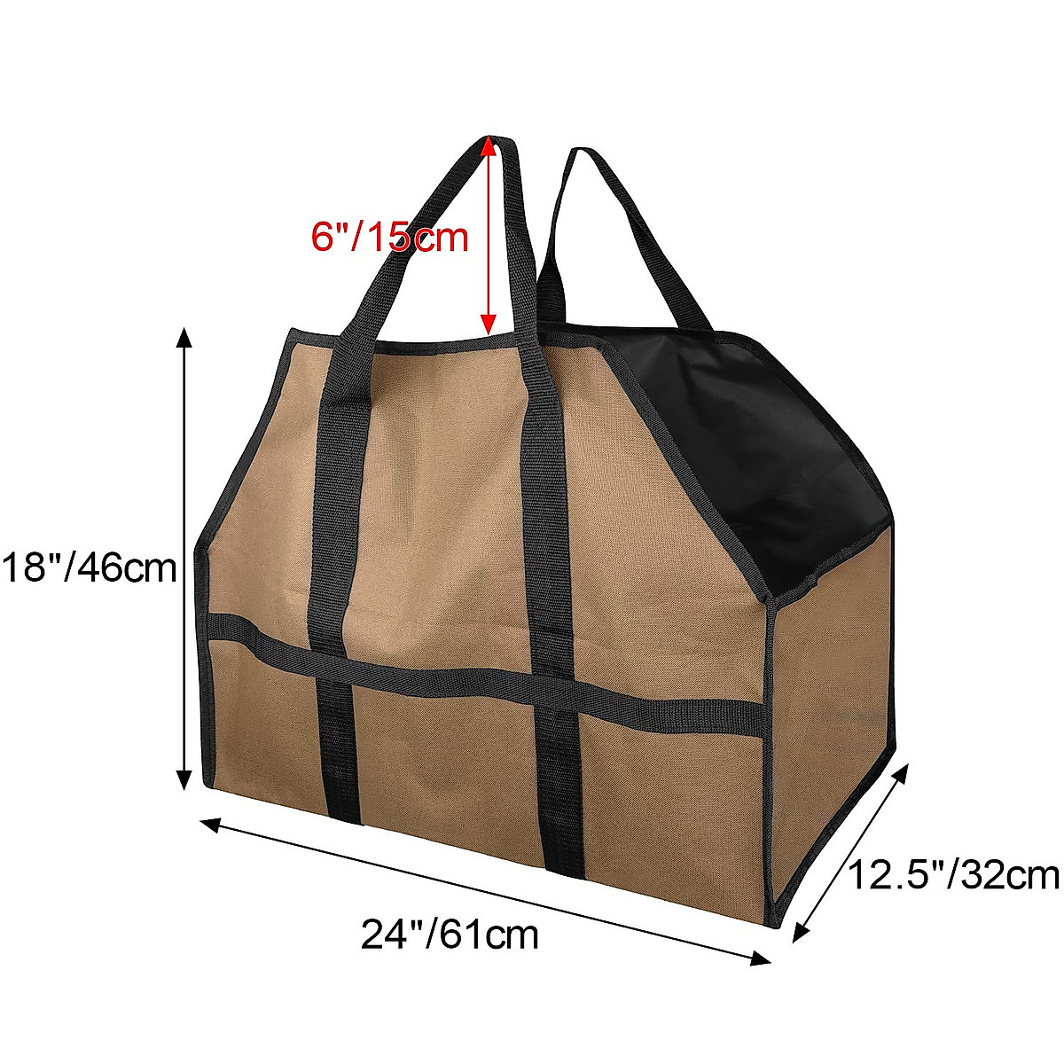 Petutu Firewood Carrier 2 Pack, Large Canvas Log Carriers Tote, Fireplace Wood Holder Accessories(Brown)