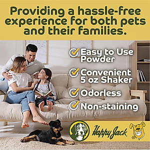 Happy Jack Flea and Tick Powder for Dogs & Puppies, Flea Powder for Carpets, Flea Treatment & Control, Kills Fleas, Ticks & Lice, Odorless & Non-Staining, Dust on Sleeping Quarters & Furniture (5 oz)