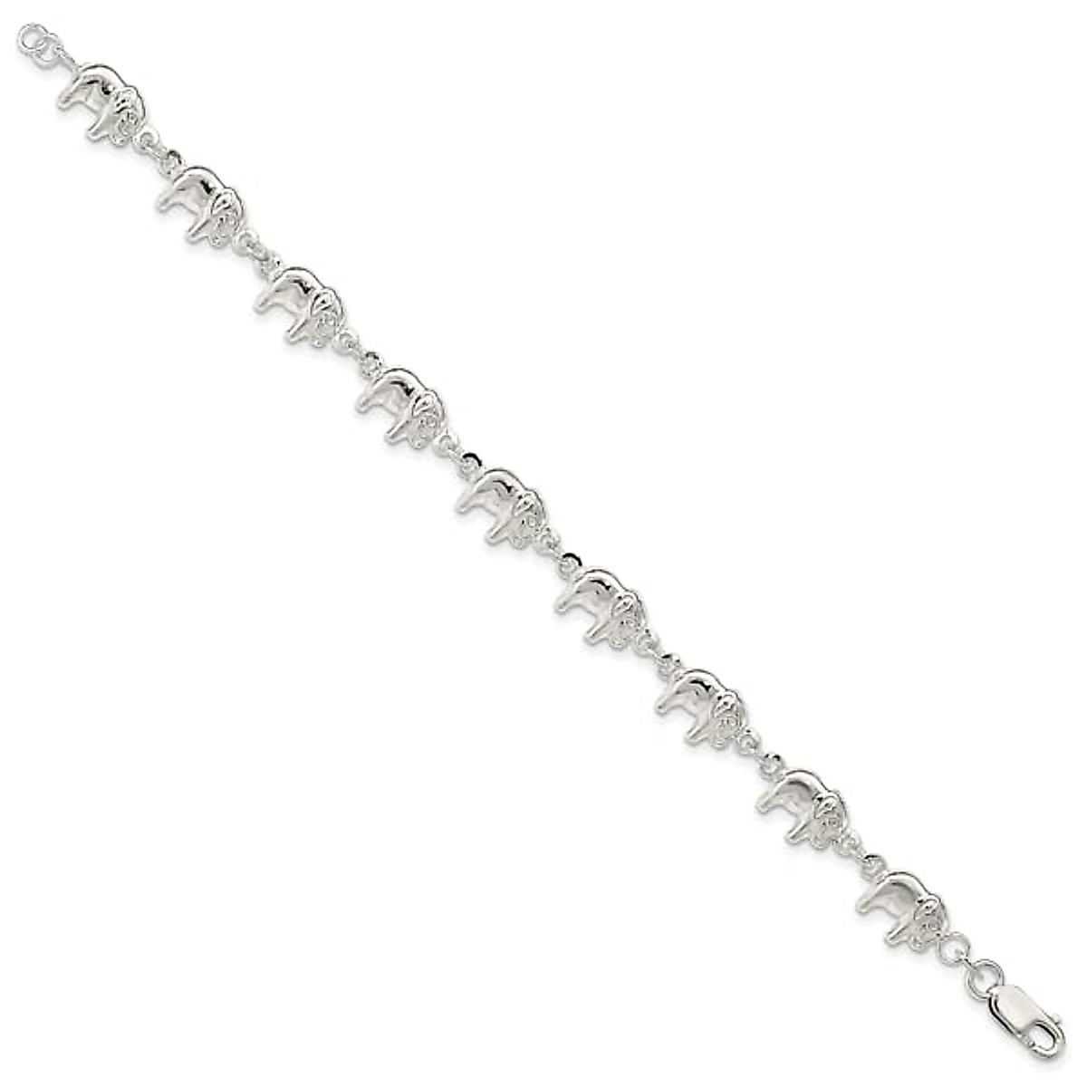 IceCarats 925 Sterling Silver Elephant Chain Charm Bracelet