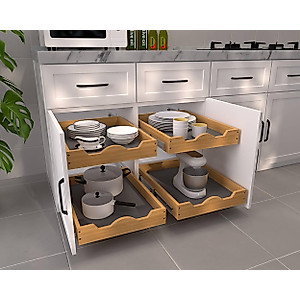 OCG Pull Out Cabinet Organizer 20" W x 21" D, Slide Out Wood Drawer Shelf, Pull Out Shelves for Base Cabinet Organization in Kitchen, Pantry, Bathroom