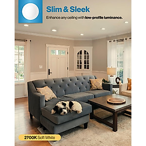 Sunco Lighting 6 Pack 4 Inch Ultra Thin LED Recessed Ceiling Lights Slim 2700K Soft White, Dimmable, 10W=60W, Smooth Trim, Wafer Thin, Canless with Junction Box - Energy Star