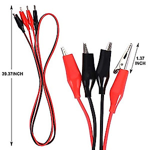 QXUJI 5 Groups 1M Test Leads Set with Alligator Clips,Red and Black Alligator Clips, Clips Electrical, Double-Ended Jumper Wires