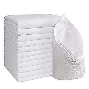 Orighty 12 Pack Premium Hand Towels Set - Quick Drying & Absorbent Microfiber Hand Towels for Bathroom 16x27 inches - Multi Purpose for Gym, Spa, Shower, Hotel & Bathroom (White)