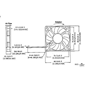 Wathai DC Brushless 12V Cooling Case Fan 80mm x 15mm 3'' 2Pin for Exhaust Replacement Part 2Pack