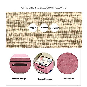 MOCOFO Set of 4 Foldable Storage Box with Lids and Handles Storage Basket Storage Needs Containers Organizer With Built-in Cotton Fabric Closet Drawer Removable Dividers