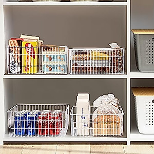 Orgneas Freezer Organizer Bins, Wire Freezer Baskets for Upright Freezer, Pantry Storage Basket Organizers with Handles for Frozen Foods, Snacks, Vegetables, Fruits and More, Set of 6