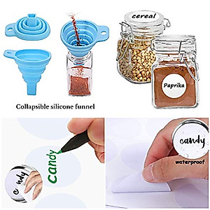 Spice Jars, SPANLA 24 Pack 4oz Small Glass Jars with Airtight Hinged Lid, With 24 Spice Labels & Silicone Funnels, Airtight Glass Jars for Spices, Condiments Herb Seasoning Art Craft Storage