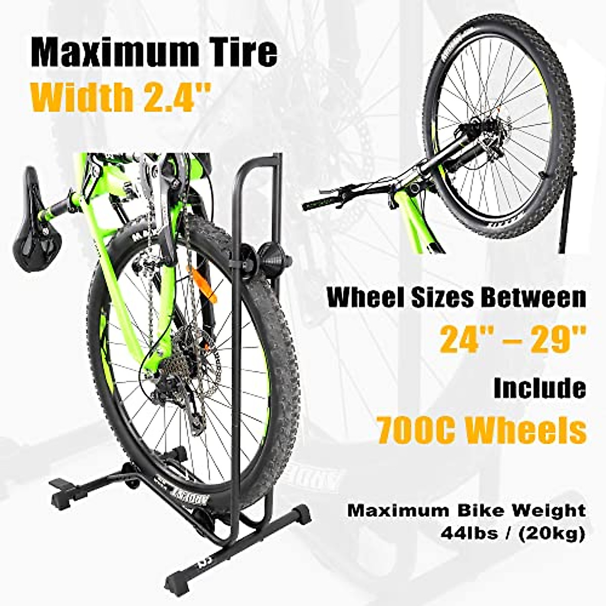 CyclingDeal Upright Bike Stand - Premium Quality Vertical & Horizontal Adjustable Bicycle Floor Parking Rack - Safe & Secure for Storing MTB Road Bikes - Pack of 2