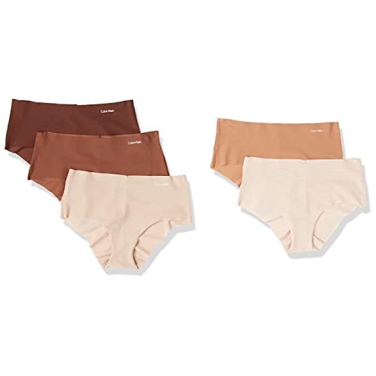 Calvin Klein Invisibles Seamless Hipster Panties, Multipack, Beechwood/Cedar/Sandalwood/Spruce/Umber, Large