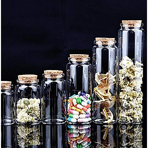 10Pcs 40ml/1.3oz Empty Clear Borosilicate Glass Test Tubes Reagent Bottle with Cork Stoppers Multipurpose Refillable Vial Jars Holder for Foods Cosmetic Candy Tea Pill Powder Liquid Dispenser