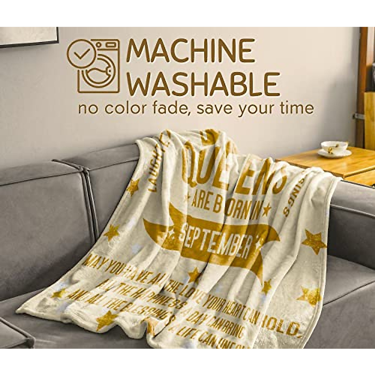 InnoBeta Birthday Gifts for Women, Birthday Gifts for Her, Bday Gifts - Queens are Born in March Birthday Gift Ideas for Mom, BFFs, Grandma, Aunt - Flannel Plush Blanket - 50"x 65"