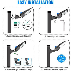 WYZM 300W Outdoor LED Parking Lot Light,with Dusk-to-Dawn Photocell,39,000 Lumens,100-277V LED Pole Light,1000W HPS Equivalent (Slip Fitter)