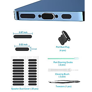 Gavemi iPhone Dust Plug Compatible with iPhone and AirPods, Lightning Port Plug Protector Charging Port Anti Dust Cover Includes Speaker Cover (Black)