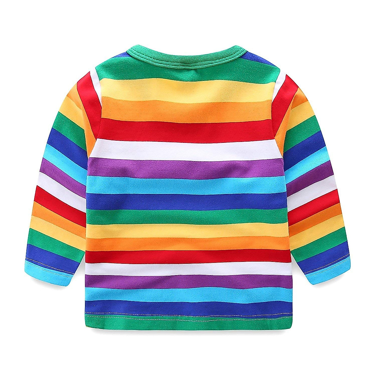Moon Tree Little Boys Rainbow Striped Shirt Cotton Long Sleeve T-Shirts 4T