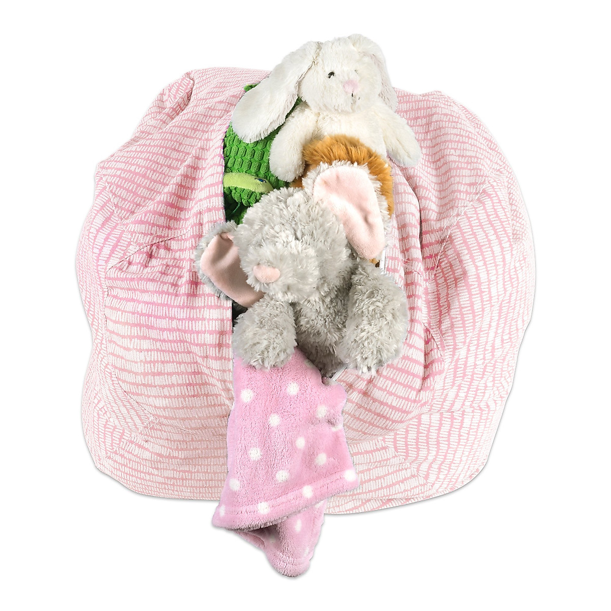 DII Keeping Score Stripes Print, Large Bean Bag Chair Cover for Kids & Stuffed Animal Storage, Pink Sorbet, One Size