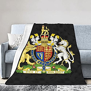 Royal Coat of Arms of The United Kingdom Flannel Fleece Throw Blanket ,Softest Super Fluffy Bed Plush Blanket Throw, Sofa Luxury Cozy Couch Blanket 80"x60"