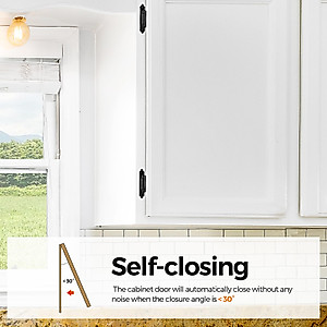 50 Pack 25 Pair Black Cabinet Hinges - 3/8 inch Inset Kitchen Cabinet Hinges, Semi-Concealed Hinges, Self Closing Cabinet Door Hinges with Door Bumper Flush Face Mount Cupboard Hardware