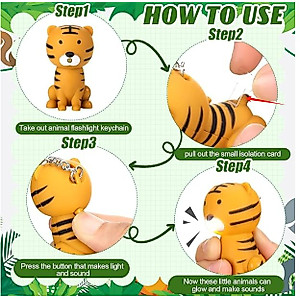 Nosiny 9 Pcs Animal Keychains Pediatric Nurse LED Keychains Animal Badge Key Ring for Kids Boys Girls Party Favor, 9 Style